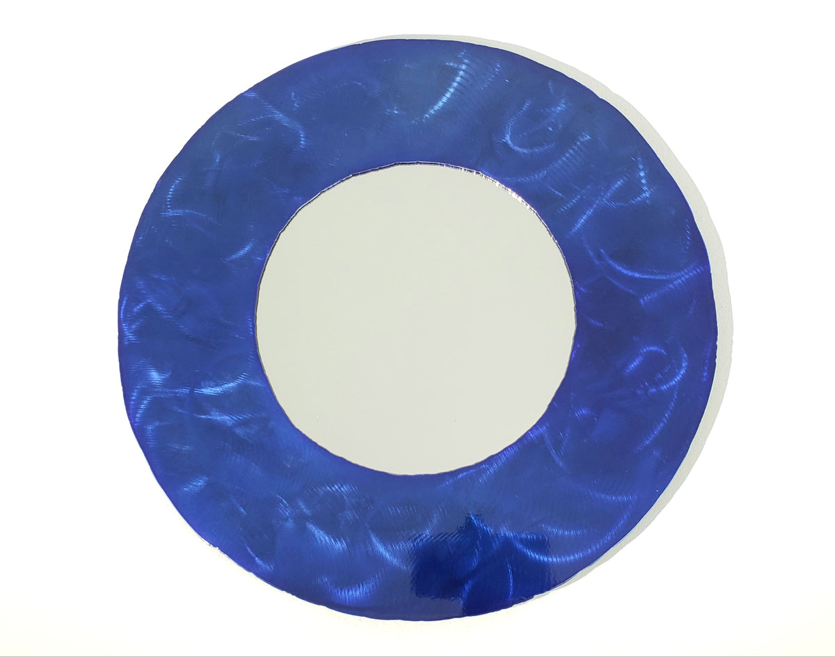 15" Steel Frame Mirror with Blueberry Finish. Vibrant Colorful Wall Ac ...